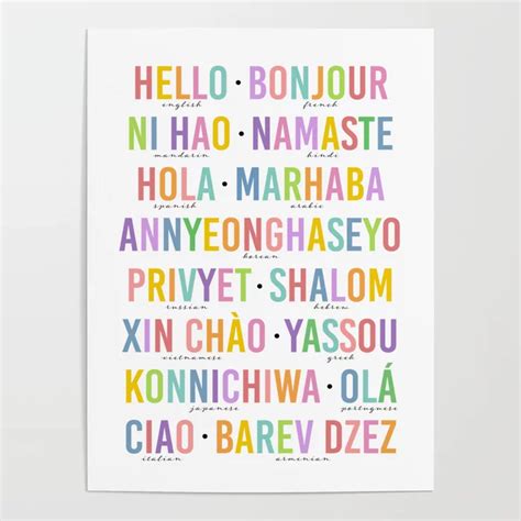 Hello In Different Languages Ii Poster Language Hi In Different Languages Hello In Many