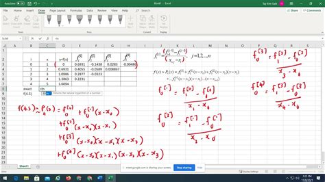 Newtons Divided Difference Using Excel Youtube