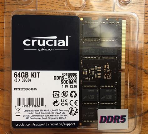 Crucial 64gb Kit 2x 32gb Ddr5 5600 Grelly Usa