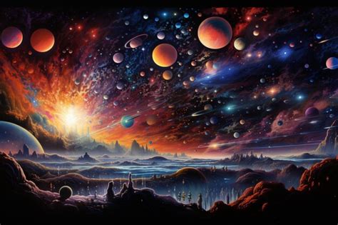 Colorful Outer Space Setting Various Image Premium Ai Generated Image