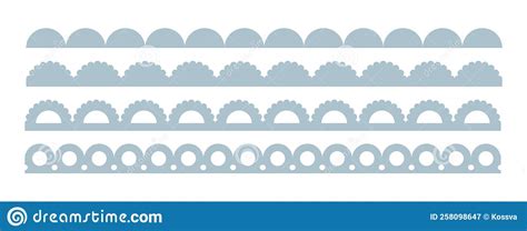 Scalloped Edge Seamless Brush Strokes Set Simple Scalloped Border Fabric Laces Silhouette
