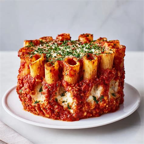 Honeycomb Pasta Cake With Ricotta Tomato And Mozzarella