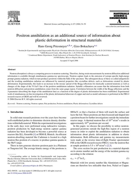 Pdf Positron Annihilation As An Additional Source Of Information