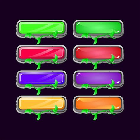 Premium Vector Set Of Game Ui Stone Leaves Diamond And Jelly Colorful Button For Gui Asset