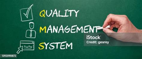 약어 Qms 또는 품질 관리 시스템 분필을 가진 사람은 아이콘으로 텍스트를 씁니다 병참 장교에 대한 스톡 사진 및 기타 이미지 병참 장교 경영자 순서 Istock