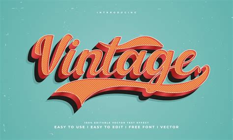빈티지 레트로 편집 텍스트 효과 알파벳 글꼴 타이포그래피 서체 프리미엄 벡터