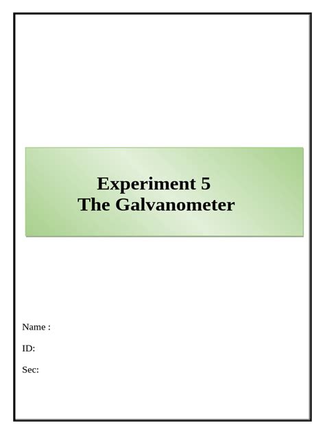 Ex5 Galvanometer New 2 Pdf Electronics Metrology