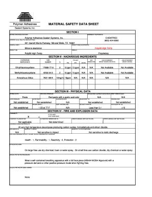 Fillable Online BPolymerb Adhesives MATERIAL SAFETY DATA SHEET Fax Email Print PdfFiller