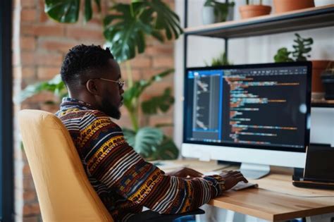 Premium Photo Young African Developer Coding On Computer