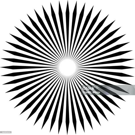 Op Art Half Tone Of Radiating Shapes Black And White Stock Illustration