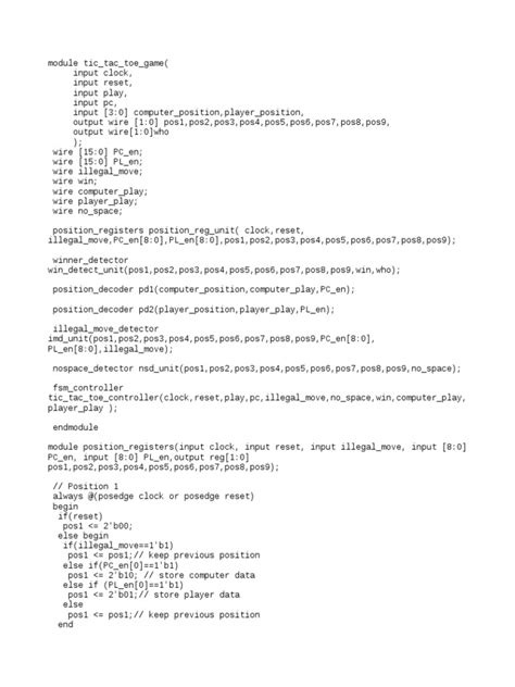 Tic Tac Toe Verilog Pdf Parameter Computer Programming Computer