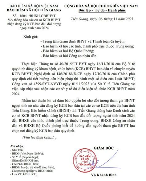 Danh sách Bệnh viện và cơ sở KCB ngoại tỉnh năm 2024 tại Tiền Giang