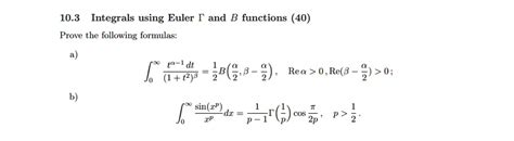 Prove The Following Formulae Using Complex Contour Integration 103 Integrals Using Euler T And B