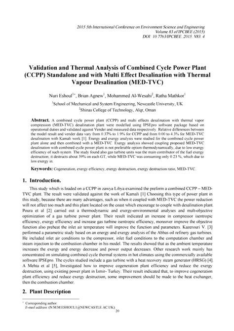 Pdf Validation And Thermal Analysis Of Combined Cycle Power Plant Ccpp Standalone And With
