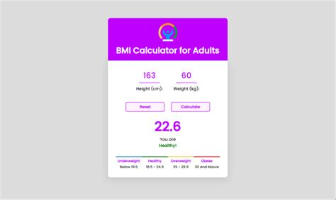 Bmi Calculator For Adults Using Html Css And Javascript With Source Code Sourcecodester