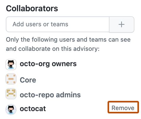 Removing A Collaborator From A Repository Security Advisory Github Docs