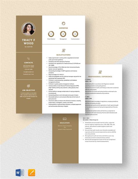 QA Auditor Resume In Word Pages Download Template Net