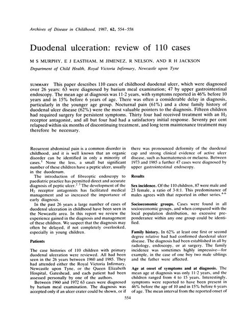 Duodenal Ulceration Review Of 110 Cases Pmc