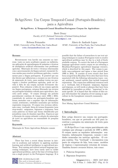 Pdf Bragrinews Um Corpus Temporal Causal Português Brasileiro Para