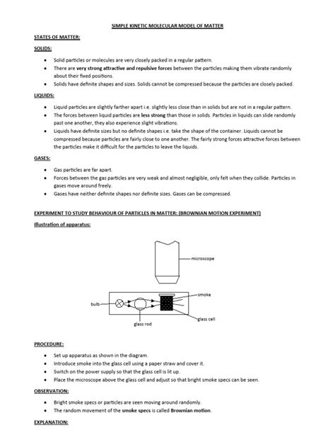10simple Kinetic Molecular Model Of Matter Pdf Gases Temperature