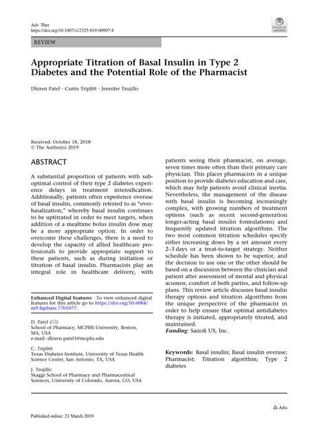 Pdf Appropriate Titration Of Basal Insulin In Type 2 Diabetes And The