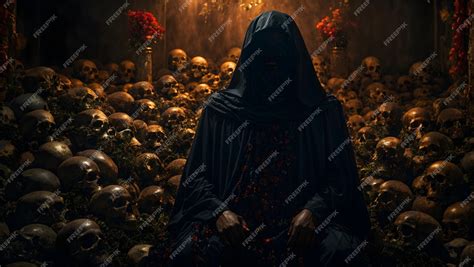 Premium Ai Image A Mysterious Figure Cloaked In Shadows Standing Atop