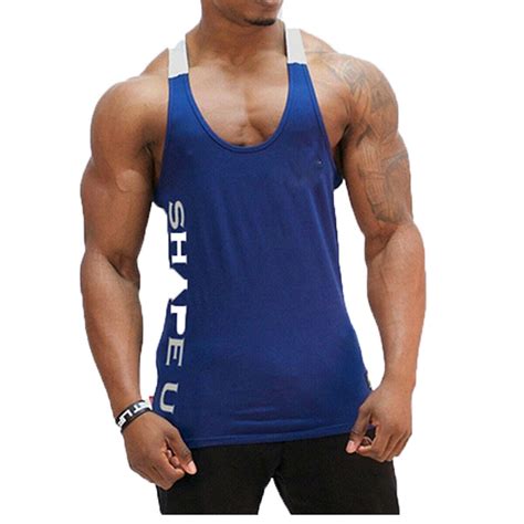Karuedoo Men Gym Singlet Tank Top Shirt Stringer Bodybuilding Y Back Muscle Fitness Vest