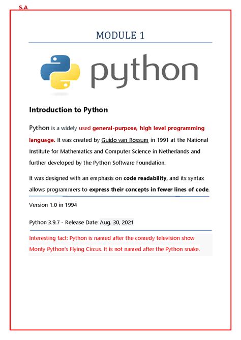 Introduction To Python Module 1 Cse 101 Studocu