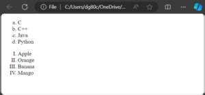 Ordered List In Html Scientech Easy