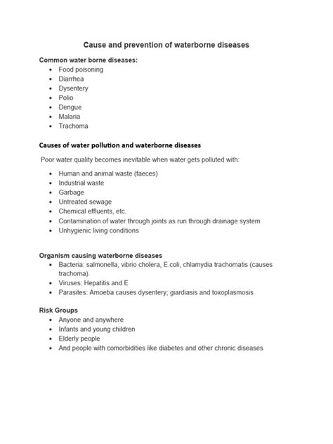Prevention Of Waterborne Diseases Pdf Water Hygiene