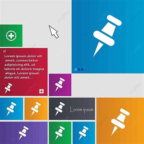 Vector Push Pin Icon With Cursor Pointer On Modern Website Interface Buttons Vector Pushpin