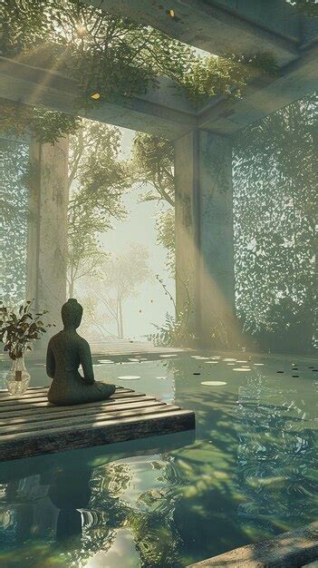 Virtual Reality Meditation Space In Serene Environment Premium Ai