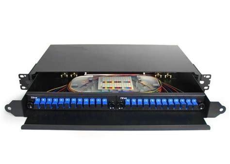 Black Rack Mount Fiber Termination Box Fc Patch Panel Odf 24core