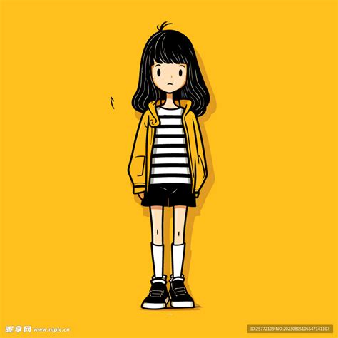 黄色服装简笔画人物设计图 动漫人物 动漫动画 设计图库 昵图网