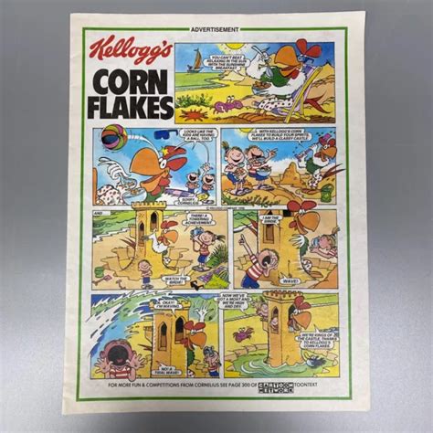 Kelloggs Flakes De Maïs Comic Strip Cartoon Network 1998 Vintage Rétro Annonce Eur 1538