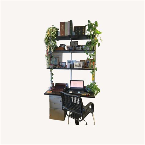 Container Store Elfa Standing Shelving And Desk Unit Aptdeco