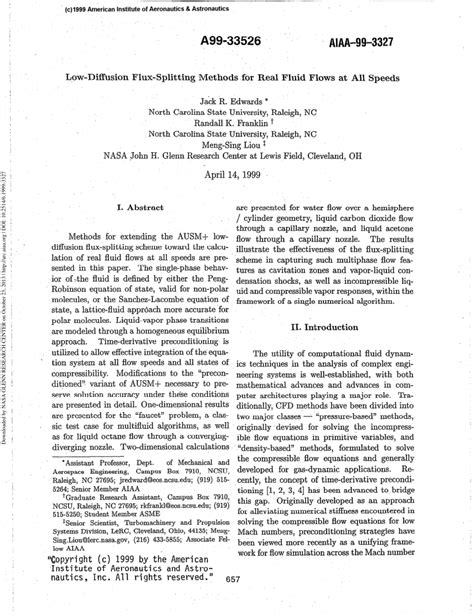 Pdf Low Diffusion Flux Splitting Methods For Real Fluid Flows With Phase Transitions