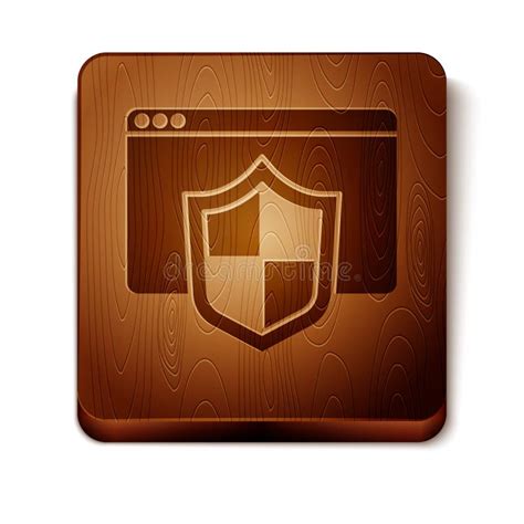 Brown Browser With Shield Icon Isolated On White Background Security