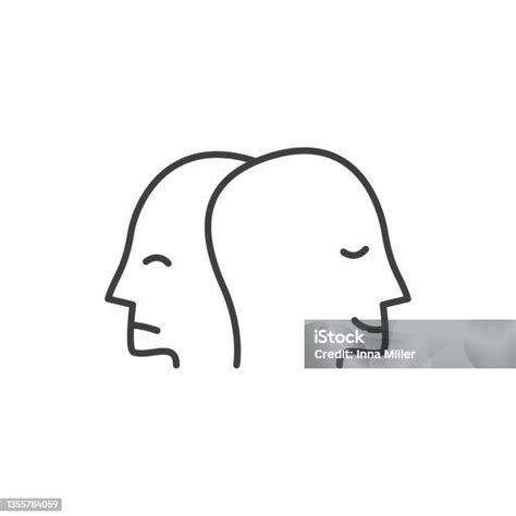 분할 얼굴 이중 성격 양극성 장애 벡터 개요 아이콘 정신 건강 문제가있는 캐릭터 슬픈 우울하고 행복한 즐거운 기분 변화 정신 분열증 질병 손 그린 낙서 스타일 머리에 대한