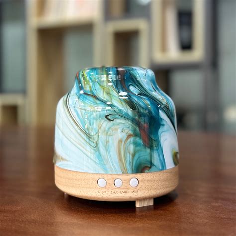 Colorful Random Lines Real Wood Glass Aroma Diffuser Air Humidifier