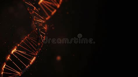 Glowing Dna Helix Structure Digital Illustration On Dark Background With Copy Space For Science