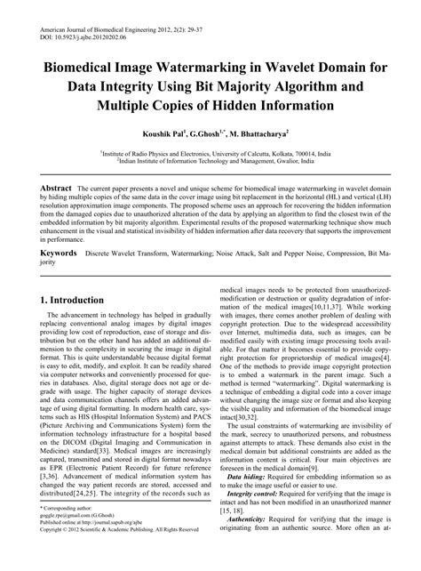 Pdf Biomedical Image Watermarking In Wavelet Domain For Data