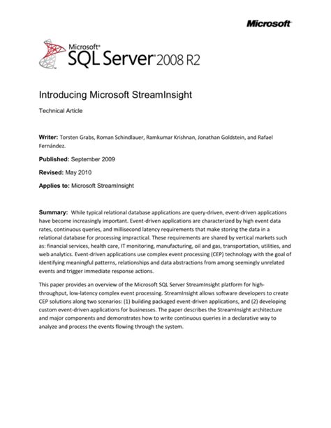 Introducing Microsoft Streaminsight