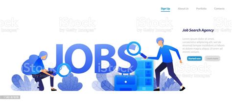 취업면접을 위해 전문직 종사자도 필요한 구직자 및 기업을 위한 일자리를 찾는 에이전트 플랫 벡터 일러스트 컨셉은 방문 페이지 템플릿 Ui Ux 웹 모바일 앱 포스터 배너 웹