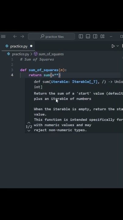 Sum Of Squares Python Pythonprogrammingcodinglearnpython Pythonforbeginners Youtube