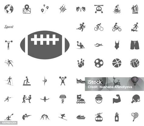 럭비 미식축구 공 아이콘 스포츠 일러스트 벡터 아이콘 설정합니다 48 스포츠 아이콘의 집합입니다 Championship에 대한 스톡 벡터 아트 및 기타 이미지 Istock
