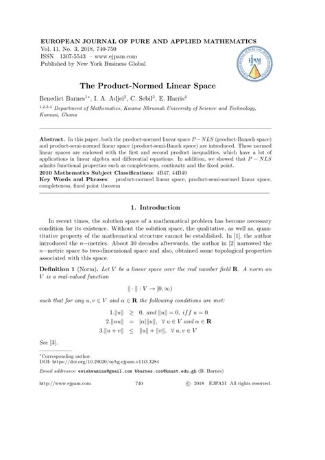 Pdf Product Normed Linear Space