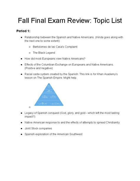 Copy Of Fall Final Exam Review Topics Fall Final Exam Review Topic