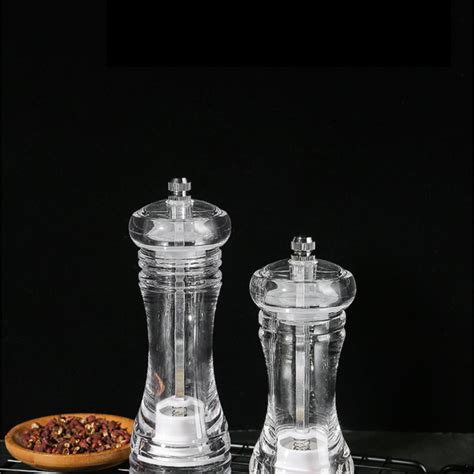 Badu Bg 1 брой Ръчна мелница за пипер Акрилна бутилка за подправки Керамична сърцевина Прозрачна