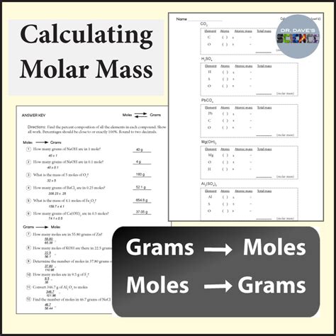 Molar Mass Percent Composition Worksheets Empirical Formulas Molarity Moles Made By Teachers